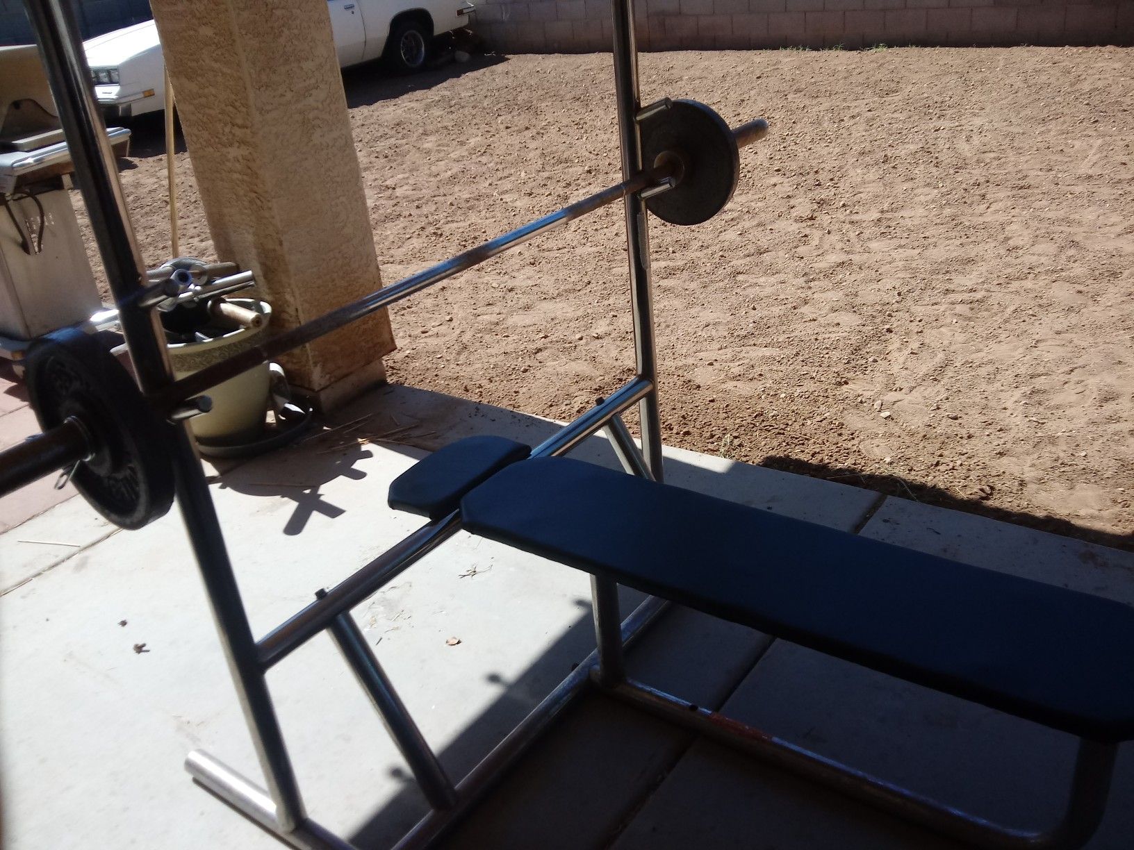 Olympic bench & Olympic 45lb bar w/ weights for Sale in Glendale, AZ ...