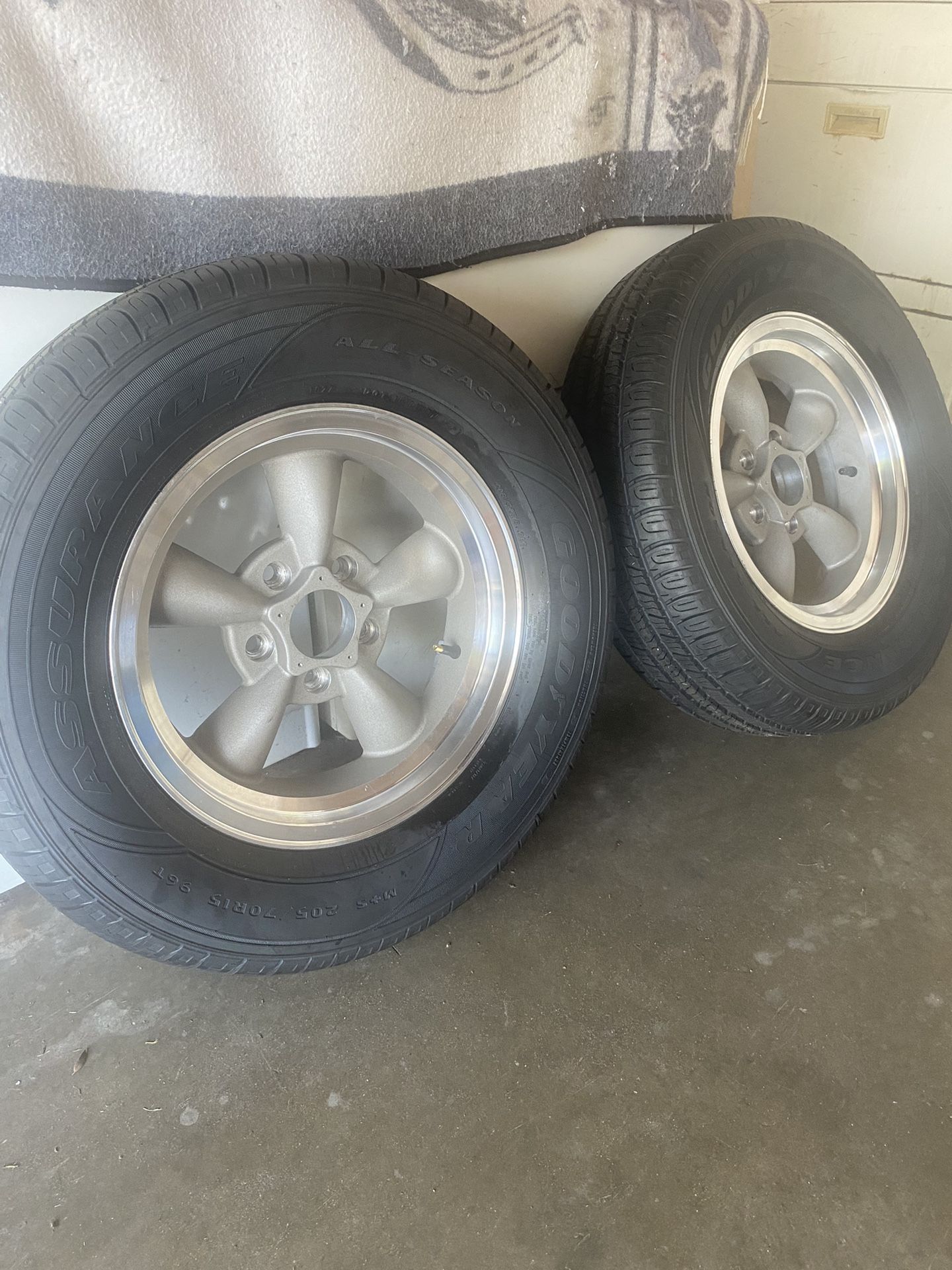 (2). Chevy 15x4 Vintage wheel Works rims with tires for Sale in Los ...