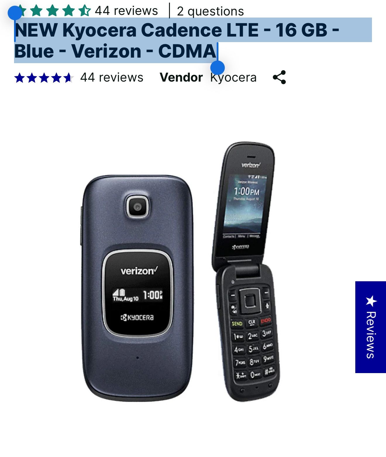 NEW Kyocera Cadence LTE - 16 GB - Blue - Verizon - CDMA for Sale in ...
