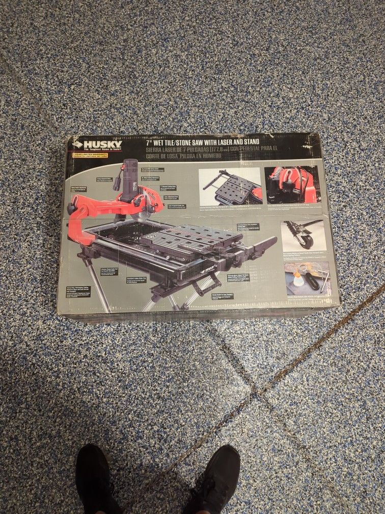 NEW - Husky 7 Inch Wet Tile/Stone Saw With Laser And Stand for Sale in ...