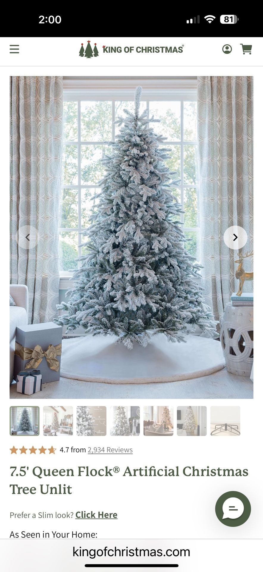 7.5ft King of Christmas Tree Unlit for Sale in Highland, CA - OfferUp