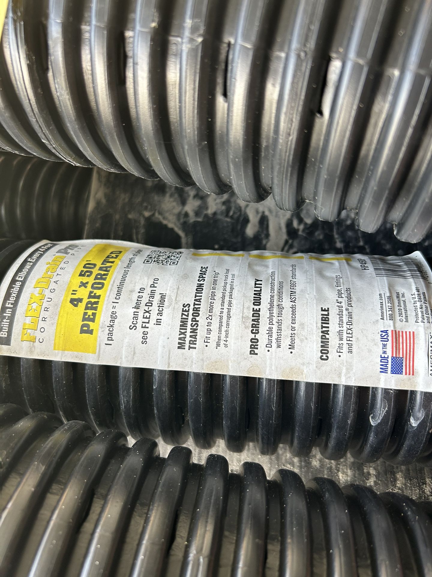 (New) 2 Bundles Of Flex Drain Pro Corrugated Pipe 4” X 50’ Perforated ...