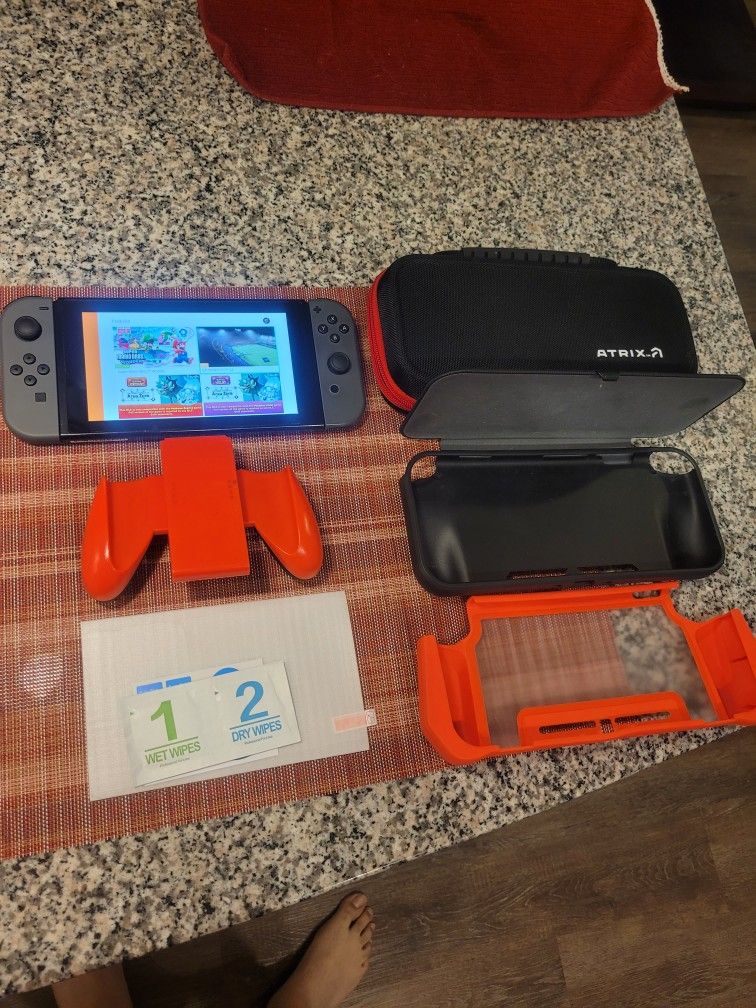 Nintendo Switch Red Box Version With 3 Cases & 128gb SD Card for Sale ...