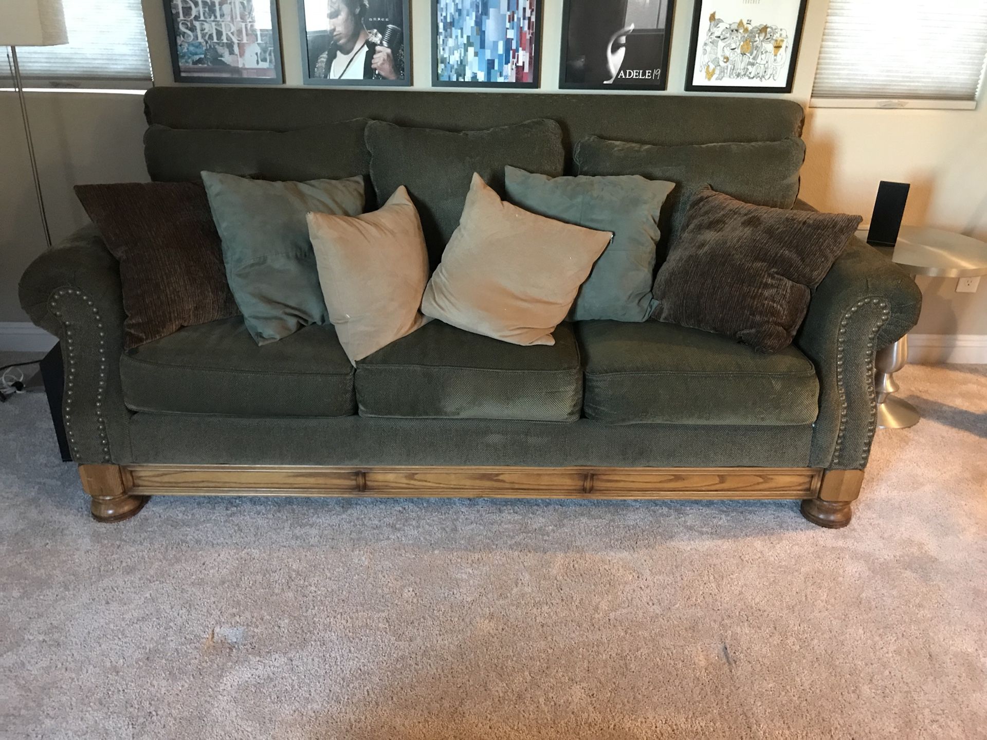 Olive colored couch for Sale in Henderson, NV - OfferUp