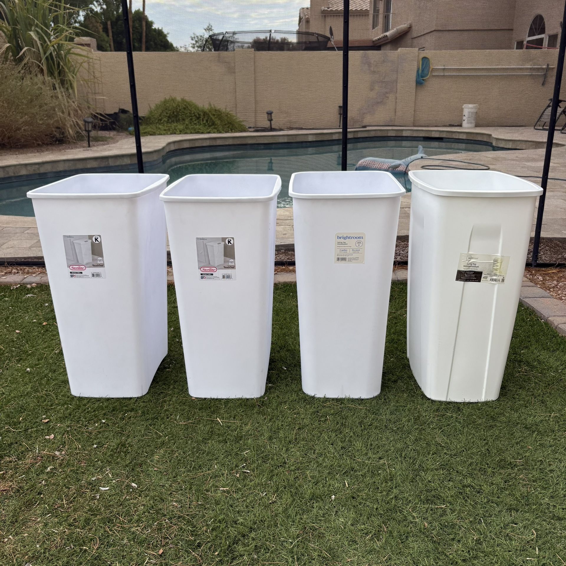Set Of 4 Large Trash Can Wastebasket 13 Gallon 49 L for Sale in Gilbert ...