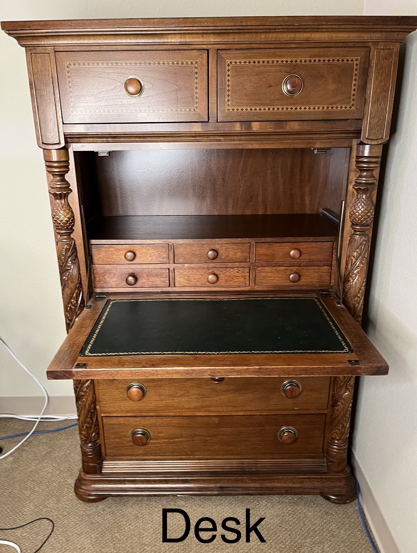 Exquisite Hand Carved Wood Desk/chest for Sale in Bothell, WA - OfferUp