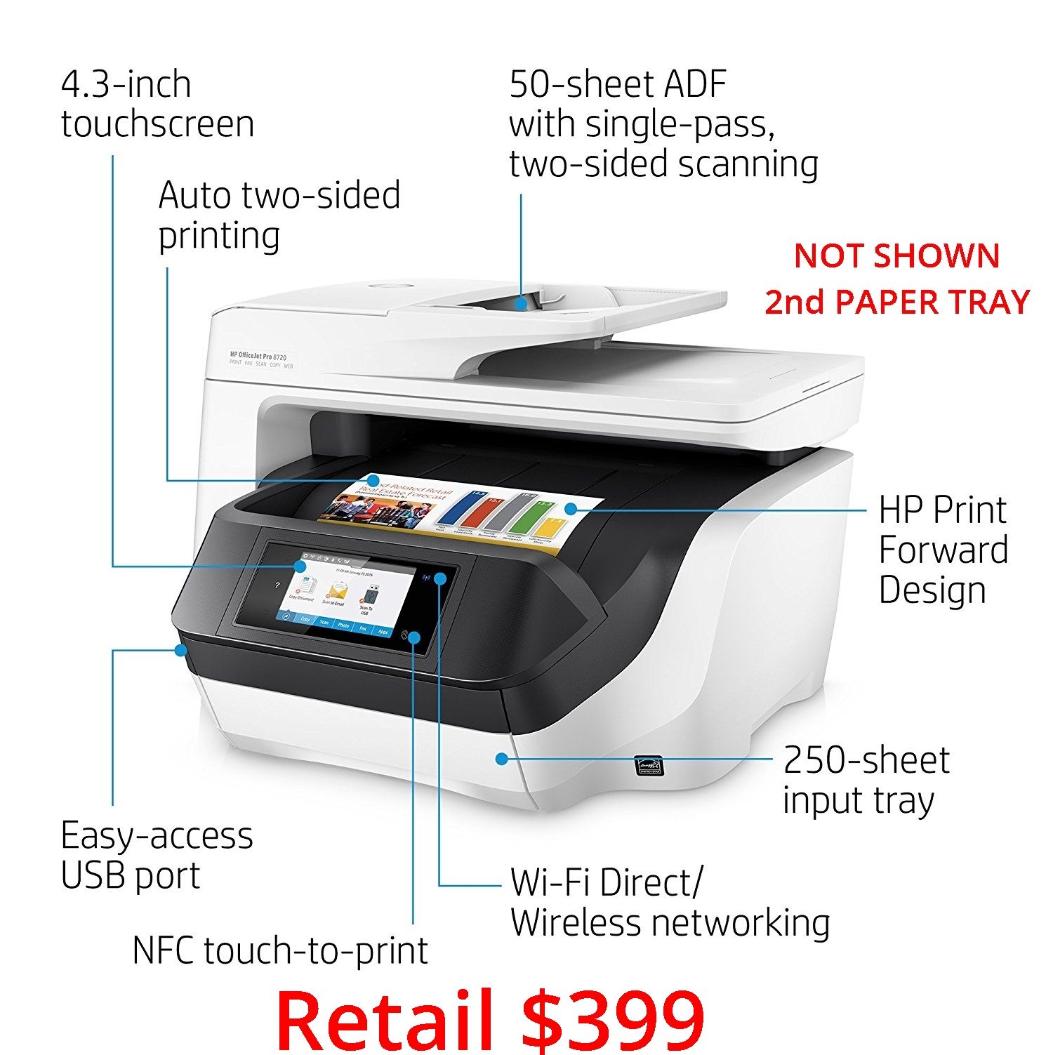 Like New HP OfficeJet Pro 8740 Professional Printer Scanner Copier Fax ...