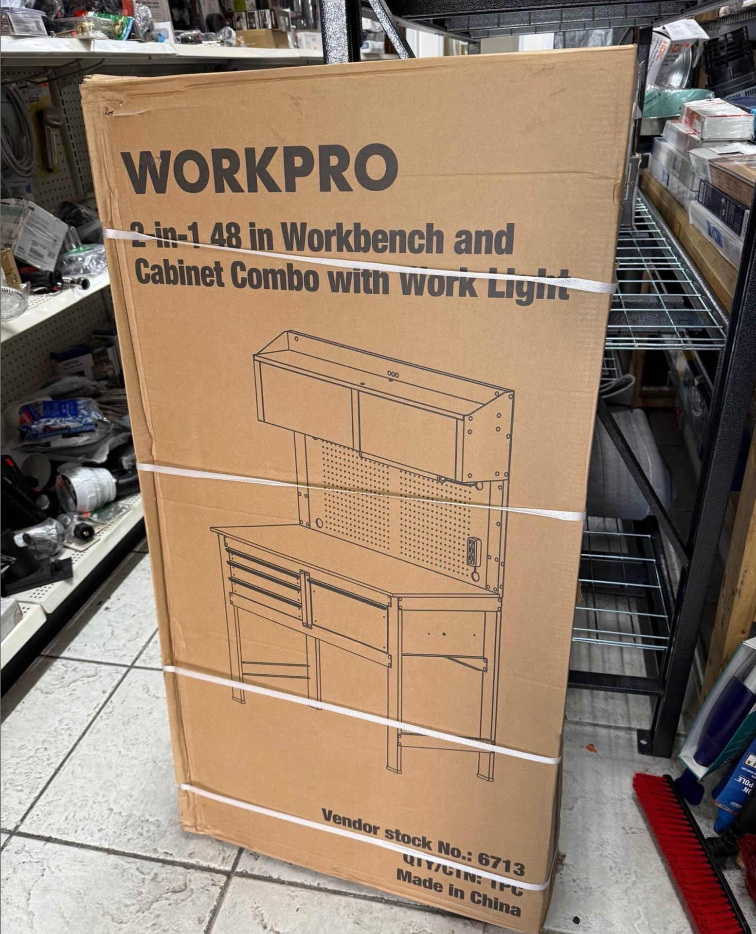WORKPRO — 2-in-1 — 48-inch Workbench and Cabinet Combo with Light ...