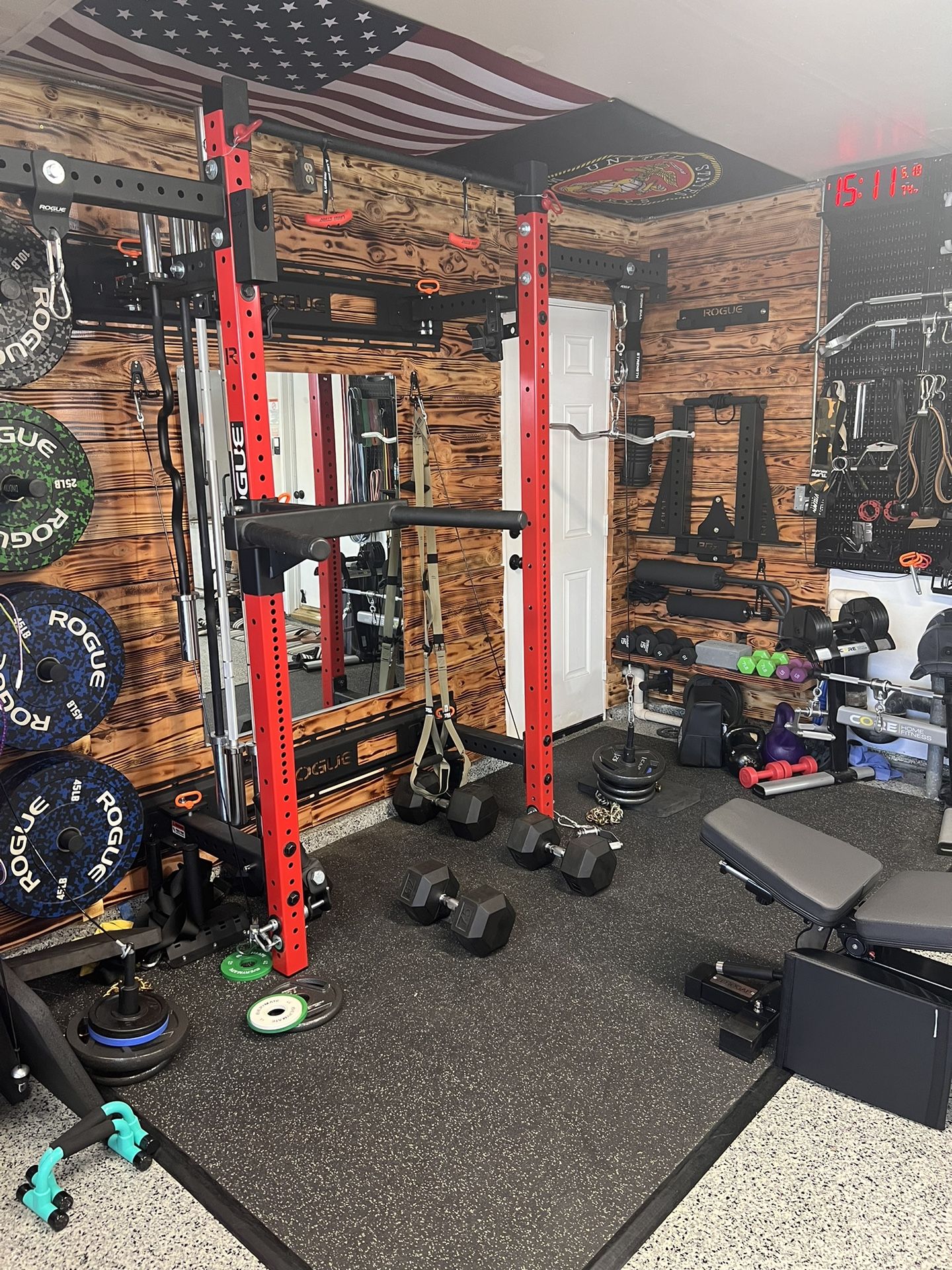 Rogue RML 3WC Folding Wall Mounted Power Rack With Accessories $900 ...