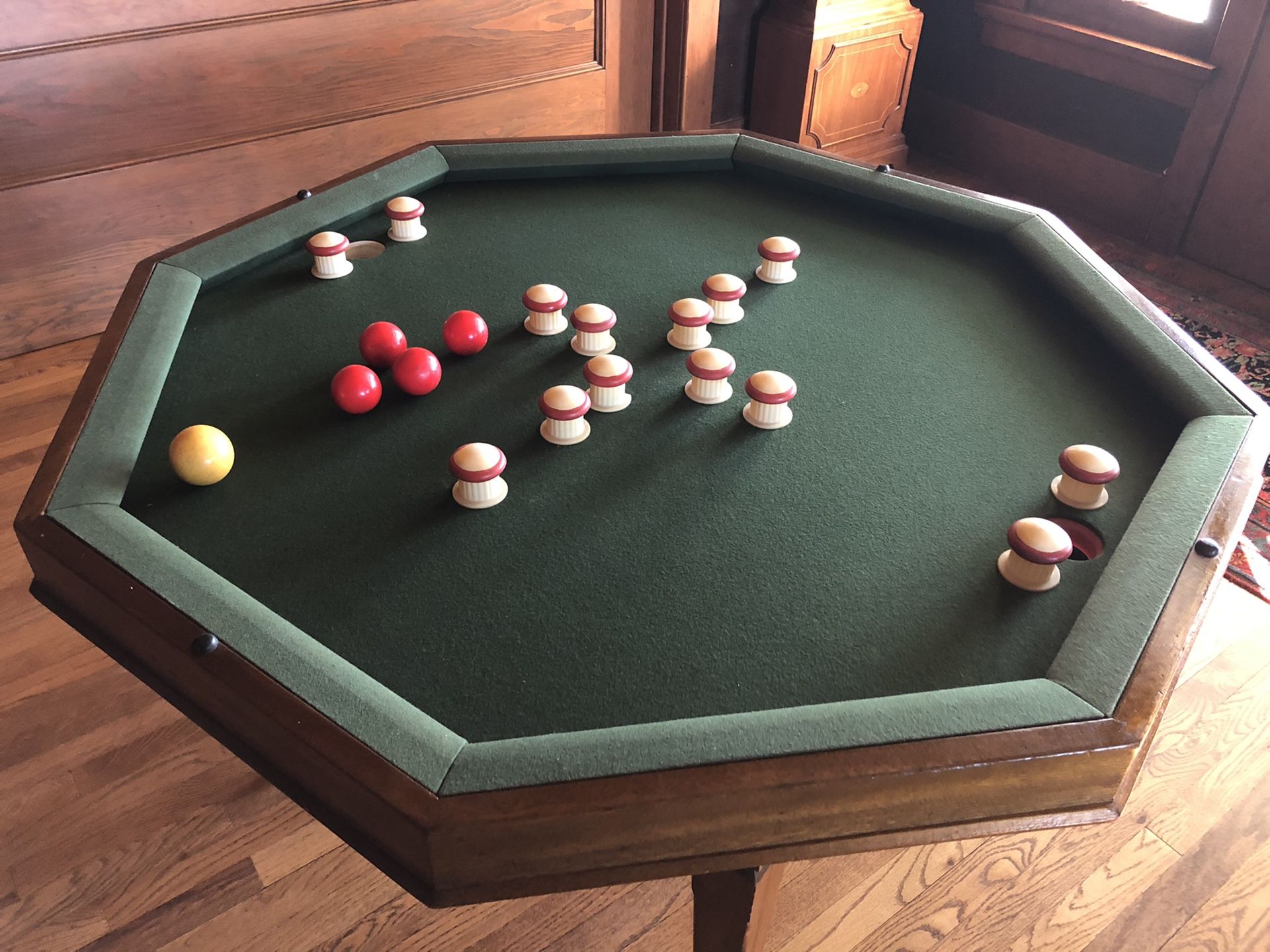 3 in 1 Table - Octagon 48” Bumper Pool with Slate bed in Antique Oak ...