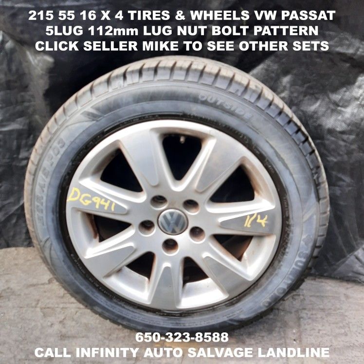 215 55 16 X 4 Tires & Wheels Off VW Passat With 5lug 112mm Lug Nut Bolt ...