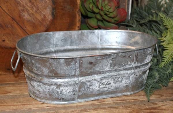 Large Galvanized Metal Farmhouse Bucket Tub Fall Planter for Sale in ...
