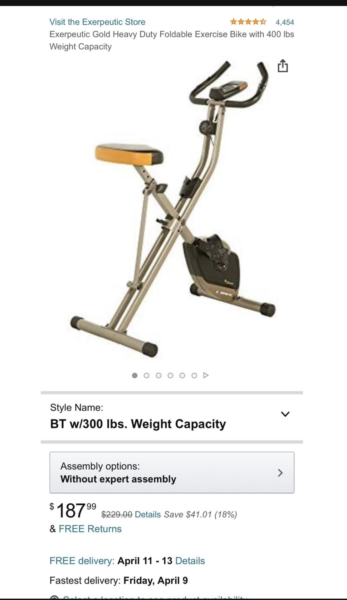 New Exerpeutic Gold Heavy Duty Foldable Exercise Bike with 400 lbs Weight Capacity Other Sports Outdoors