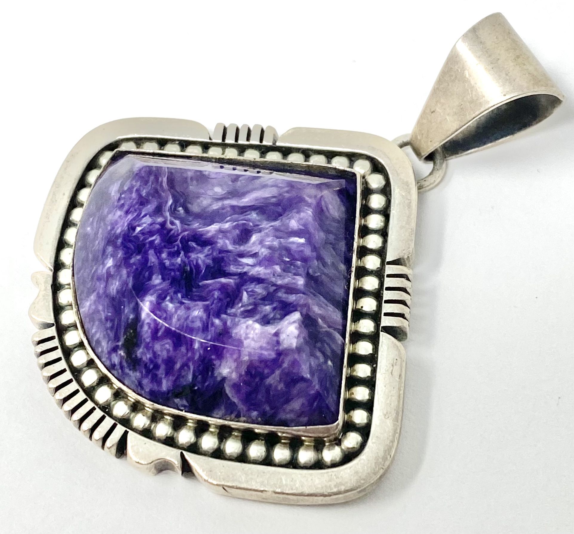 KB Signed Native American Tribal Purple Charoite Sterling Silver ...