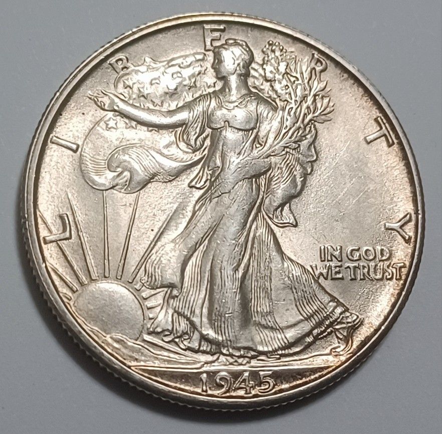 MS 1945-S Walking Liberty Half Dollar, Great Strike, Orig. Mint Luster ...