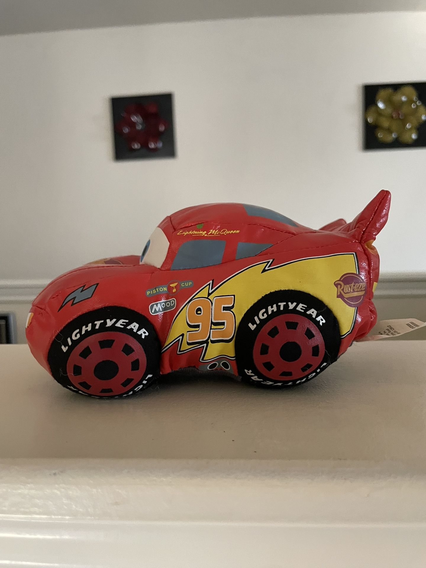 Disney Pixar Lightning McQueen Rust-eze Logo Red Plush Stuffed Toy for ...