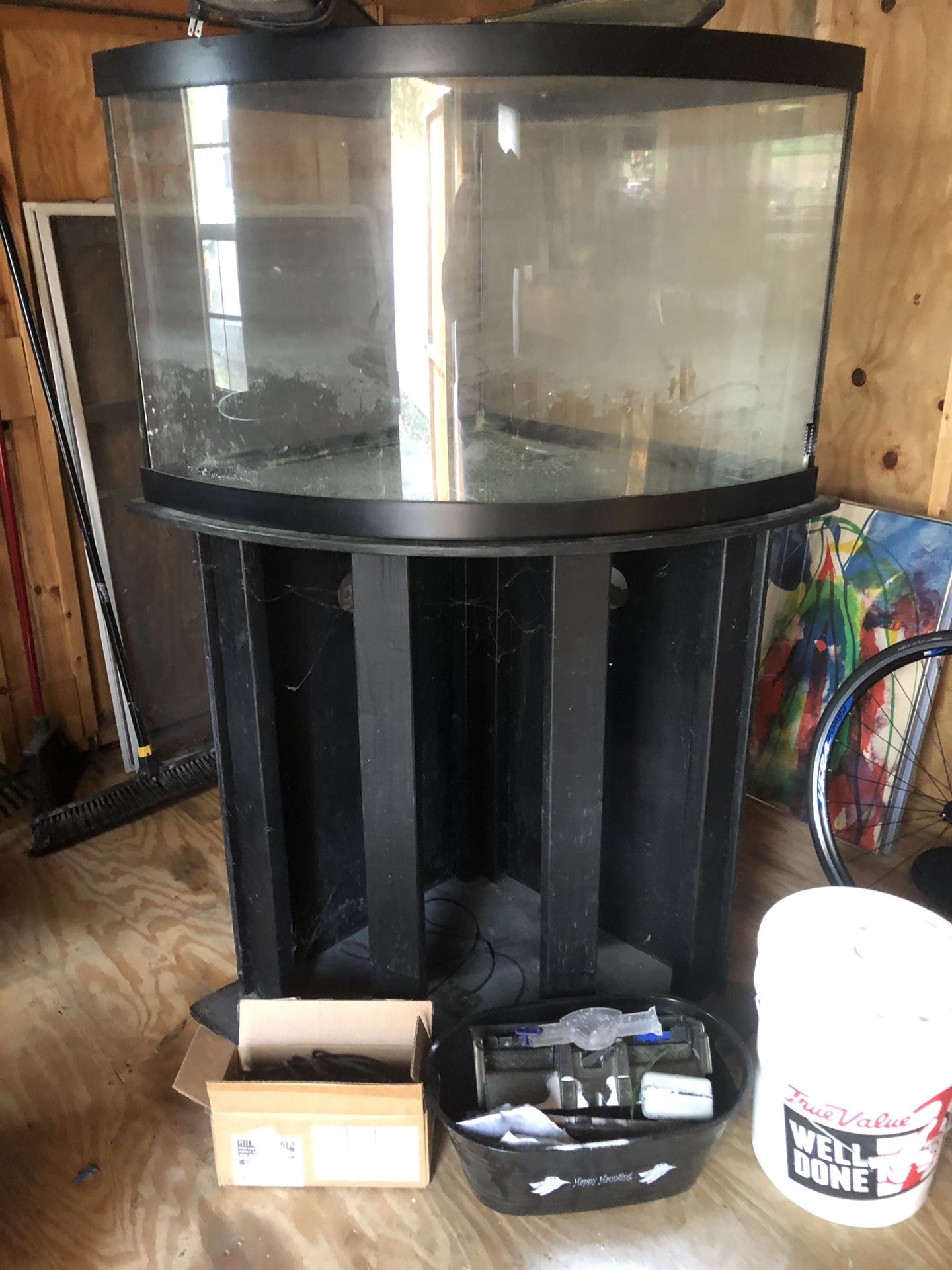55 gallon corner fish tank with stand filters and light $100 cash for ...