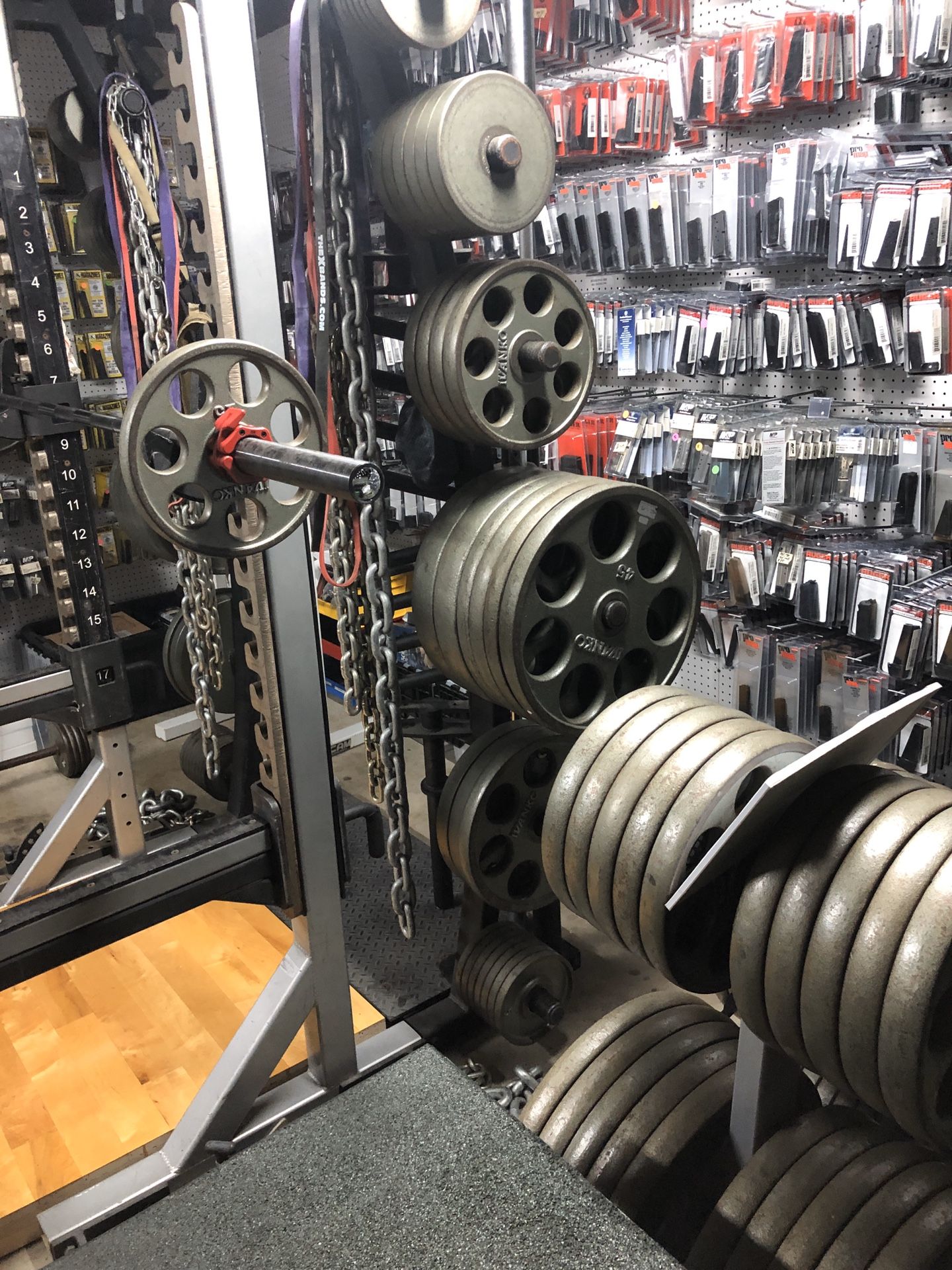 Ivanko power lifting Olympic revolver weight plates kit (bar and squat ...