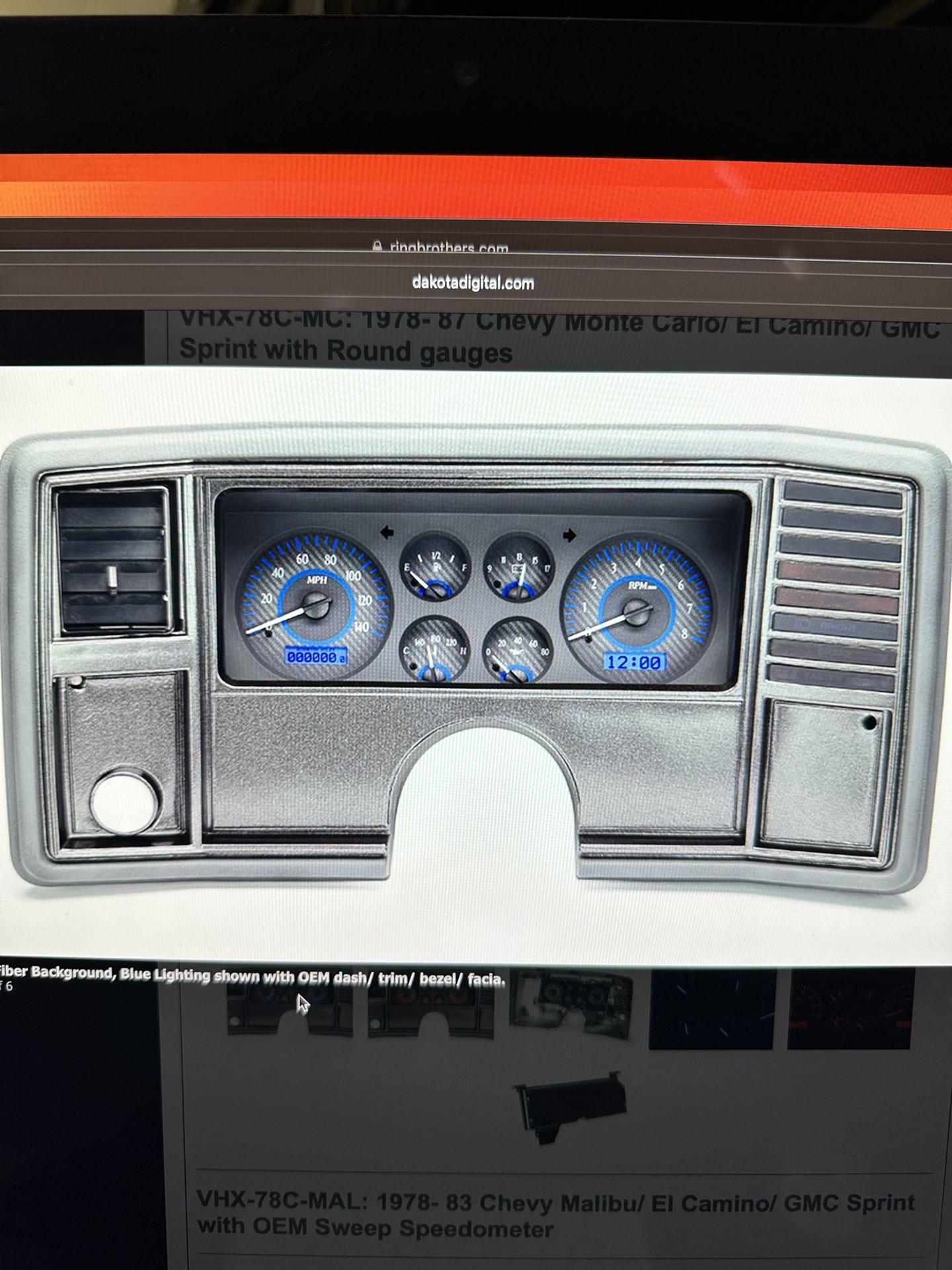 DAKOTA DIGITAL MONTE CARLO EL CAMINO MALIBU CABALLERO DIGITAL DASH for ...
