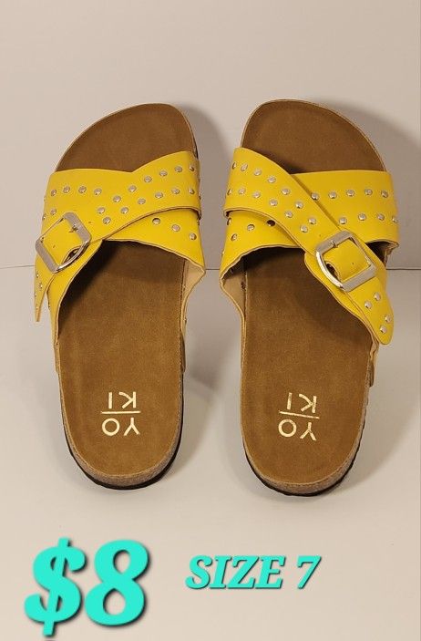 Yellow YOKI slip-ons Sandals Slides for Sale in San Antonio, TX - OfferUp