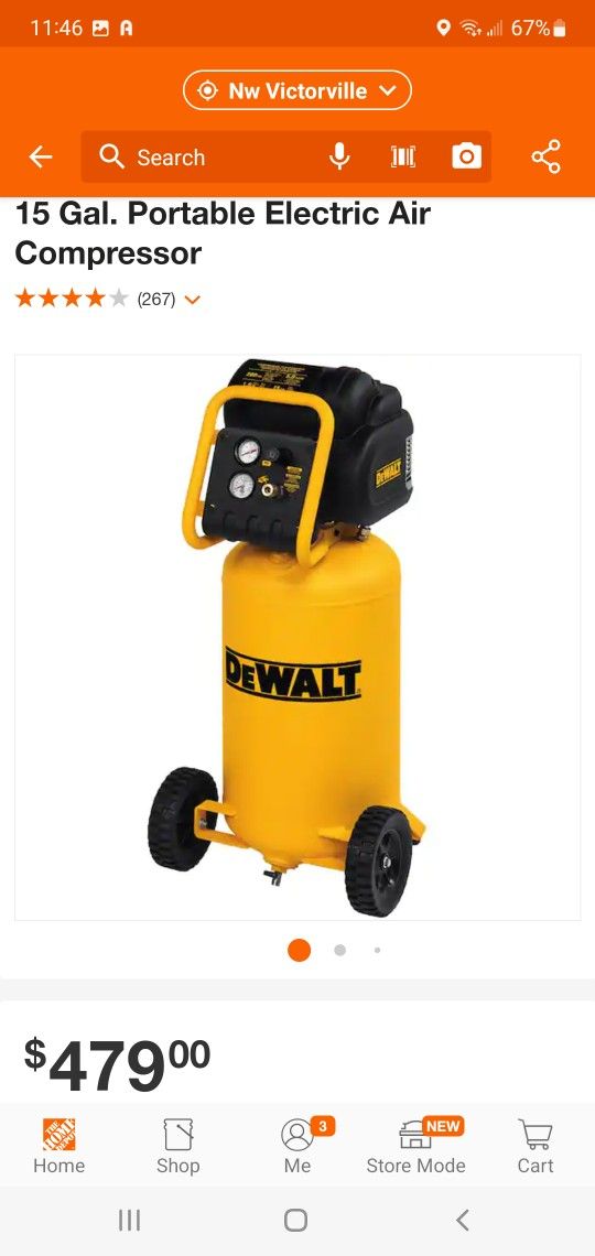 DEWALT 15 Gal. Portable Electric Air Compressor for Sale in Victorville CA OfferUp