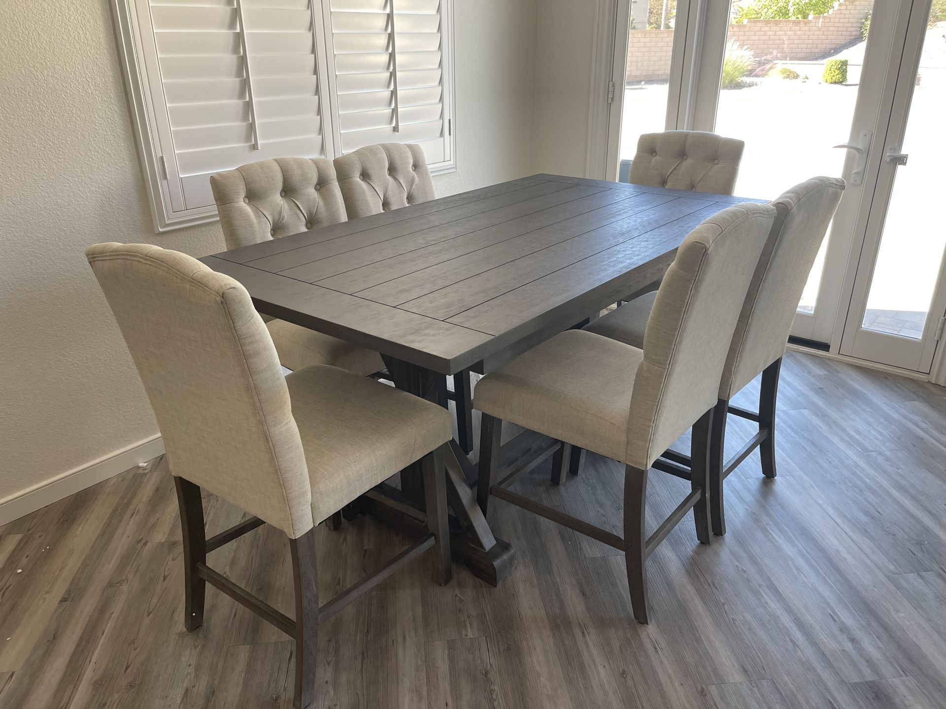 -Rustic Dining Table Set- Counter Height Dining Tabke + 6 Counter ...