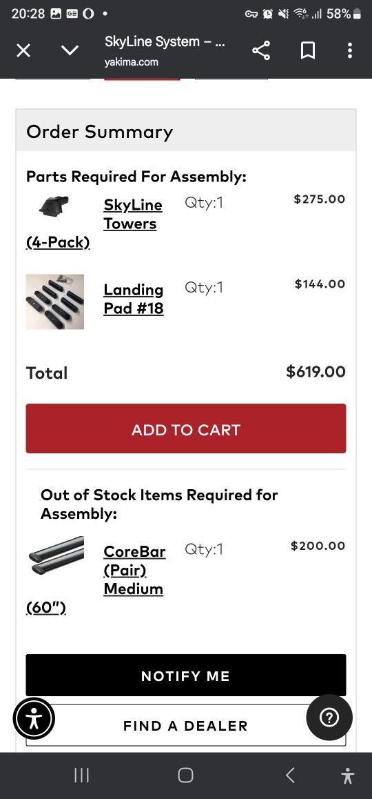 Yakima SkyLine System For Vehicles with fixed points or tracks for Sale ...