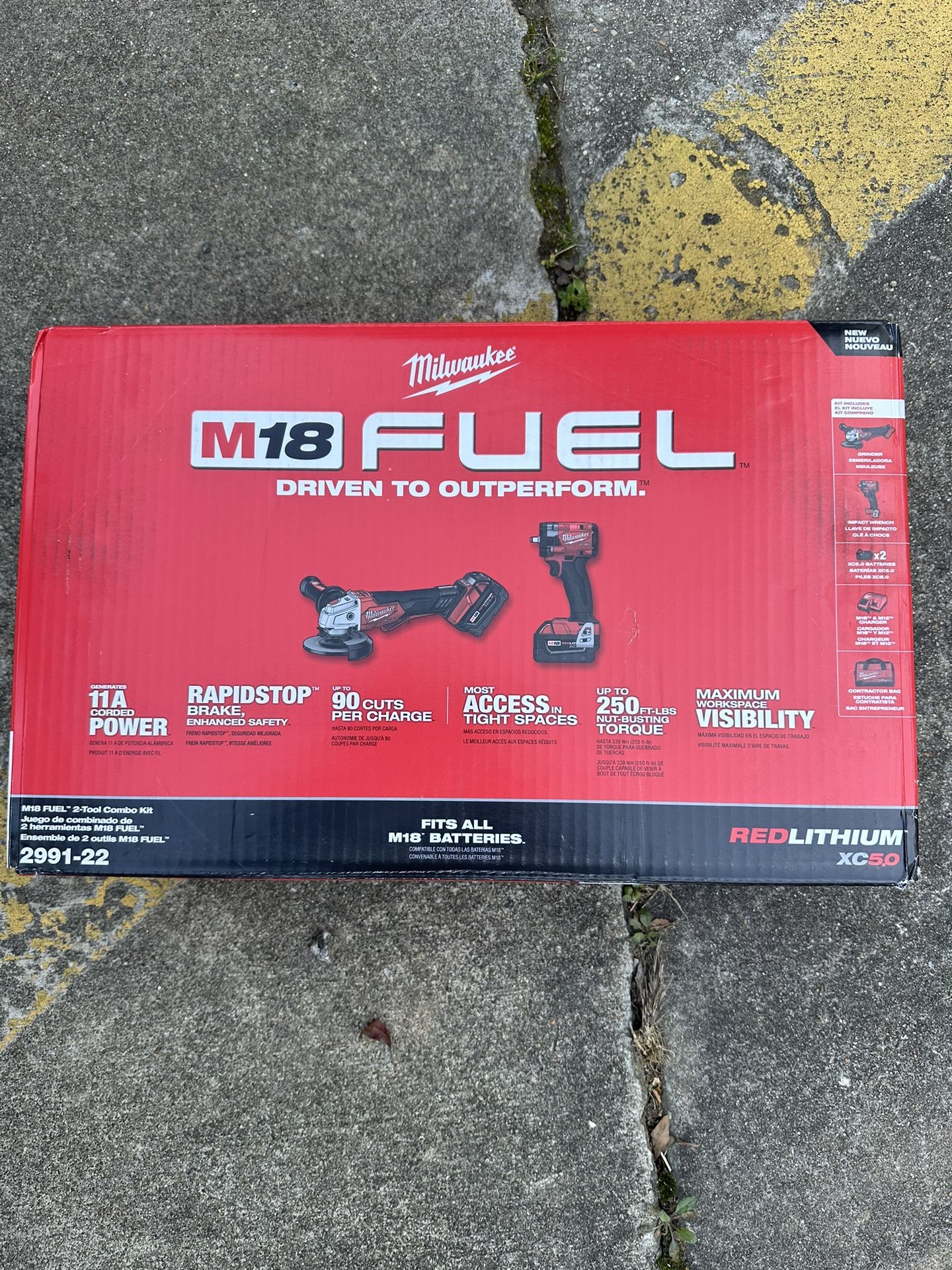 M18 FUEL 18V Lithium-Ion Brushless Cordless Grinder & 3/8 in. Impact Wrench Combo Kit (2-Tool) w ...