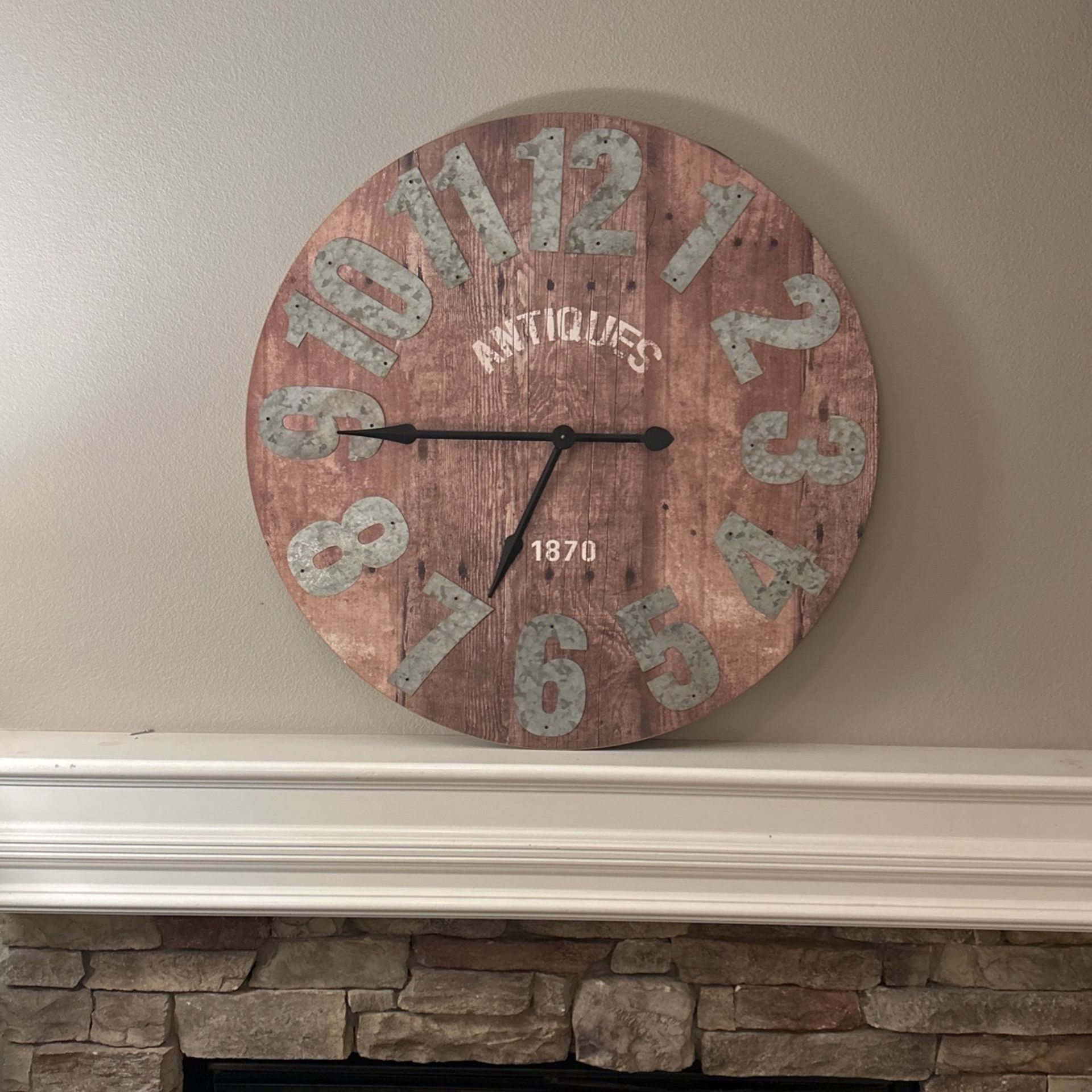 Large Round Wooden Clock With Silver Numbers for Sale in Ladera Ranch ...