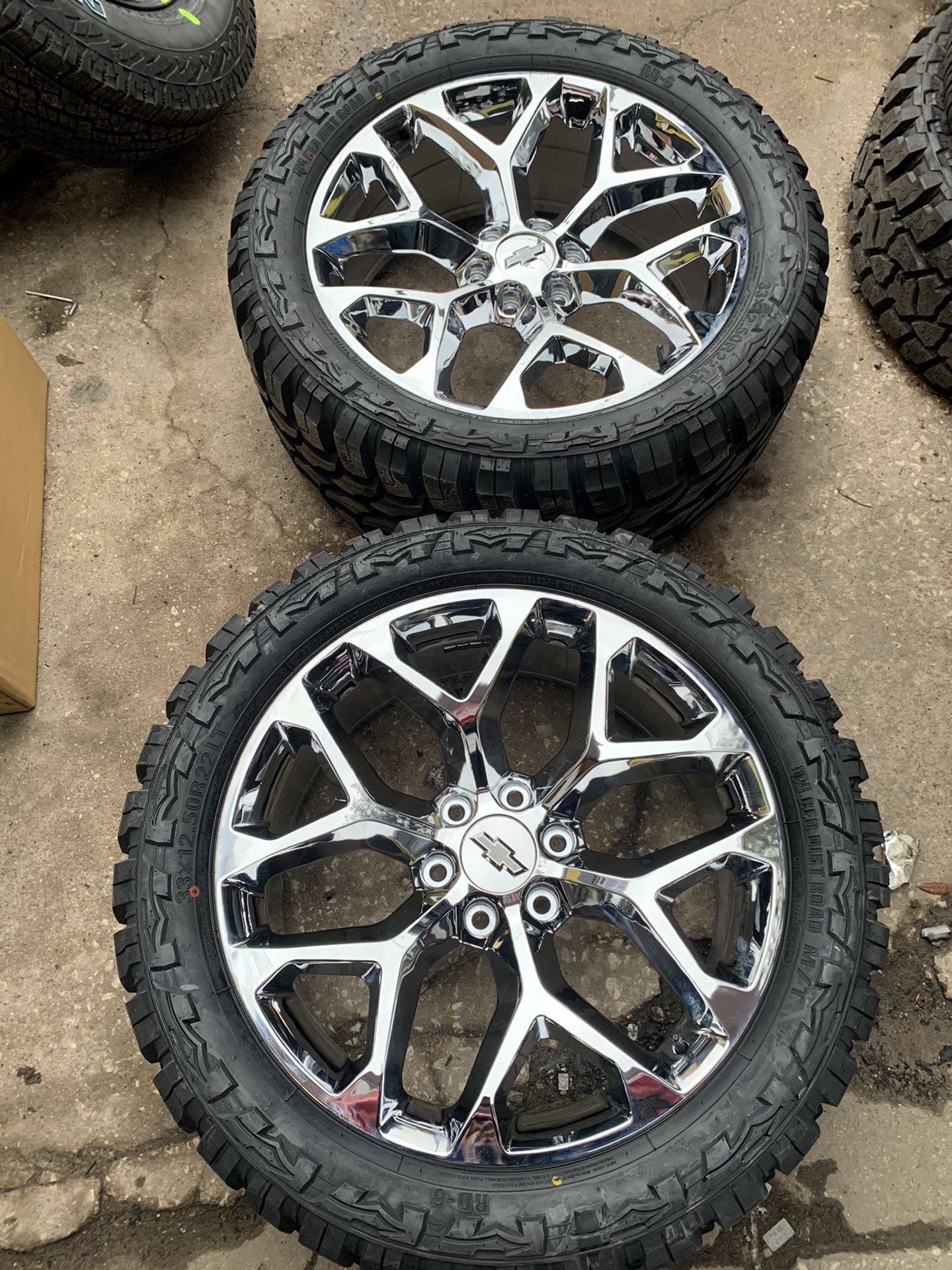 New 22” Chrome Snowflake Rims And Tires 6 Lug Wheels 22s snow flake ...