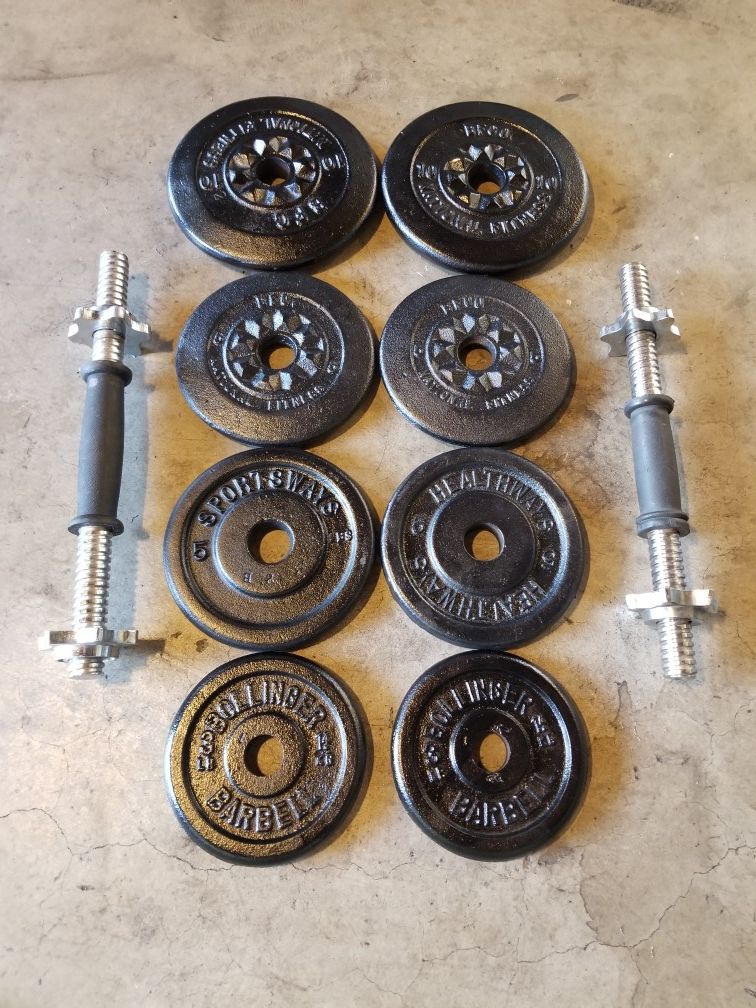 2×10lbs 4×5lbs 2×3lbs all 1inch hole standard weights 2 dumbbell ...