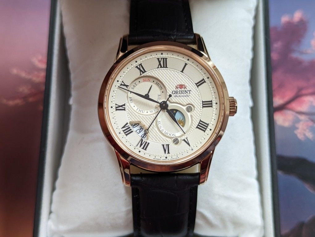 ROSE GOLD ORIENT SUN & MOON AUTOMATIC/MECHANICAL WATCH (LIKE NEW) for ...