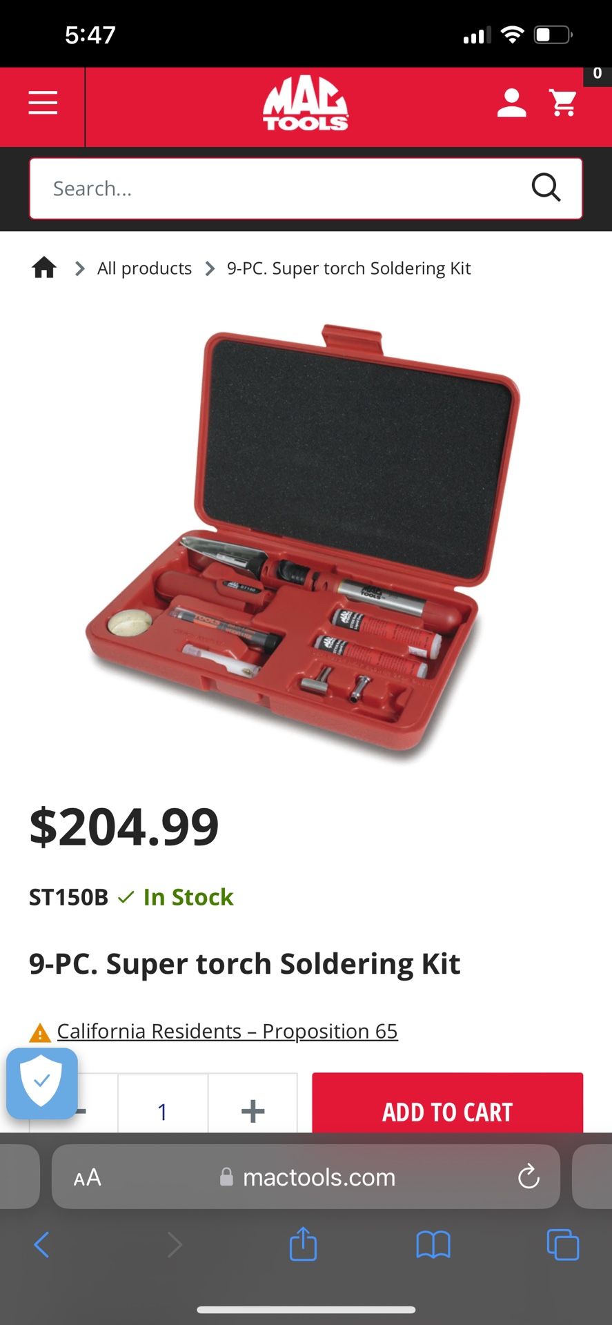 Mac Tools 9 Pc. Super Torch Soldering Kit for Sale in Fullerton, CA ...