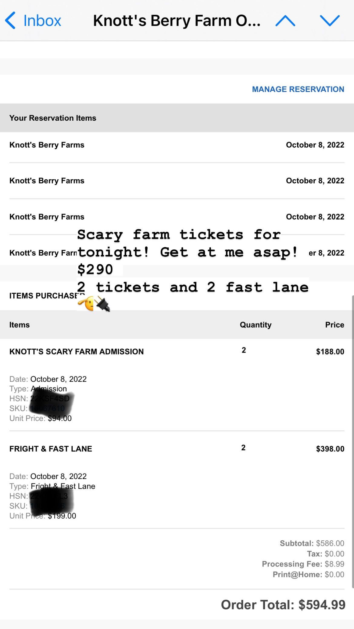 Knotts Scarry Farm Tickets 10/8/22 for Sale in Anaheim, CA - OfferUp