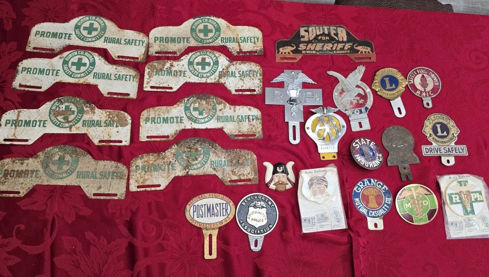 Vintage Lot Of 24 Advertising / POLITICAL License Plate Toppers for ...