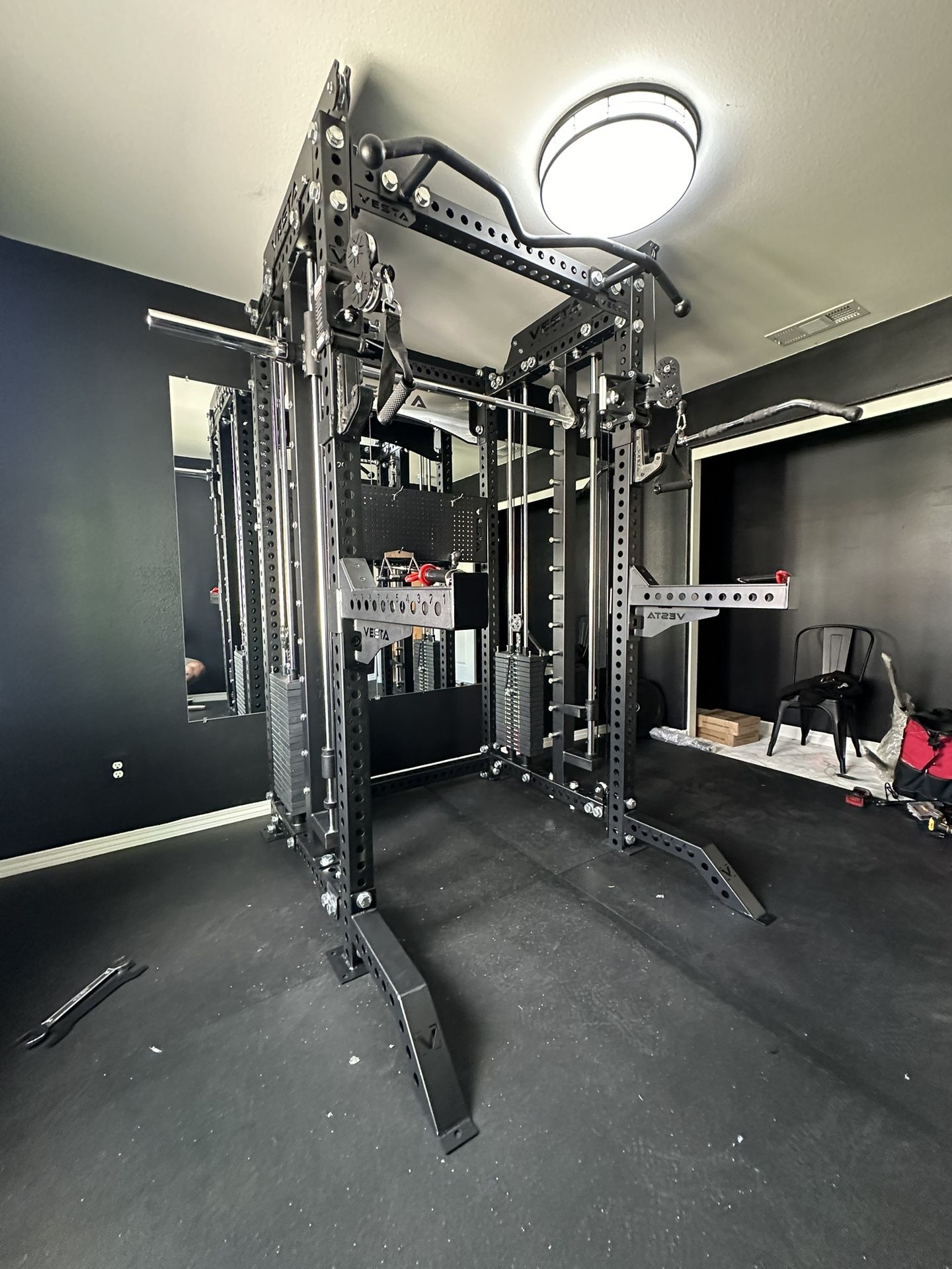 PRO SERIES Ultimate Half Rack Functional Trainer w/Smith Machine Bar ...