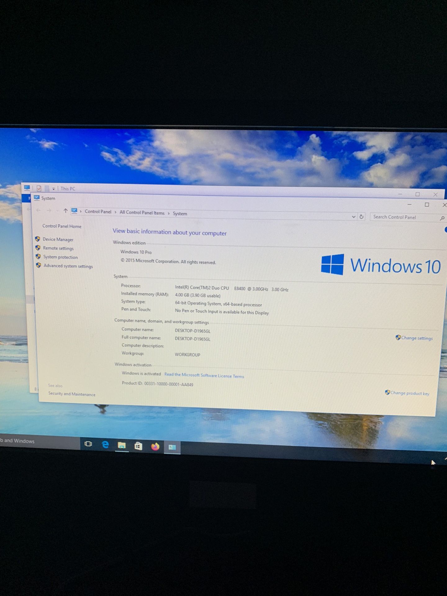 Hp Desktops Computer Monitor Mouse keyboard 4GB Ram 500GB Hard Drive ...