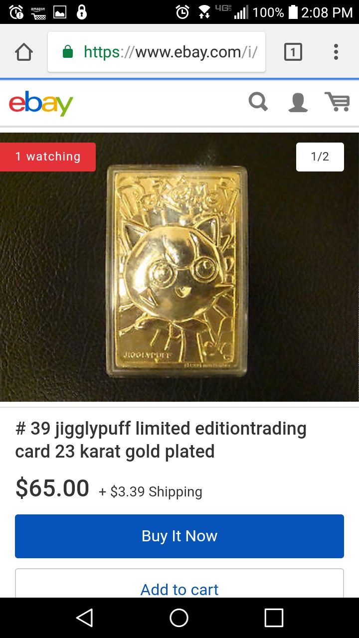 Gold Jigglypuff Card