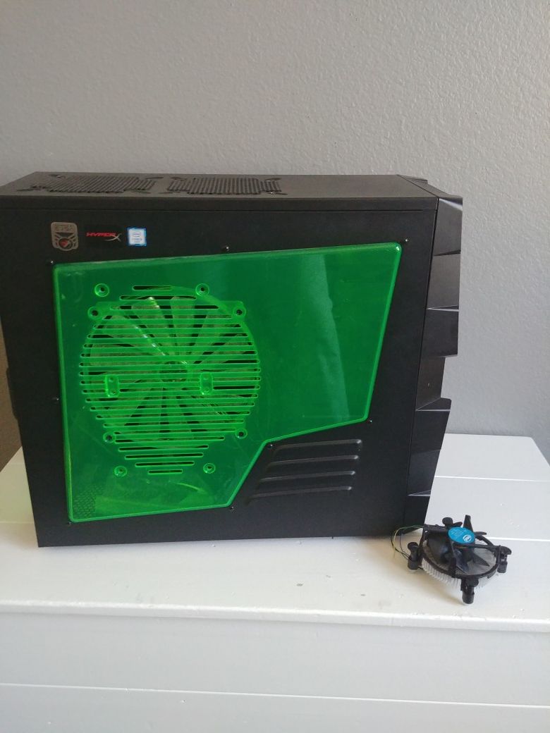 Gaming green pc case with cpu cooler for Sale in Perris, CA - OfferUp