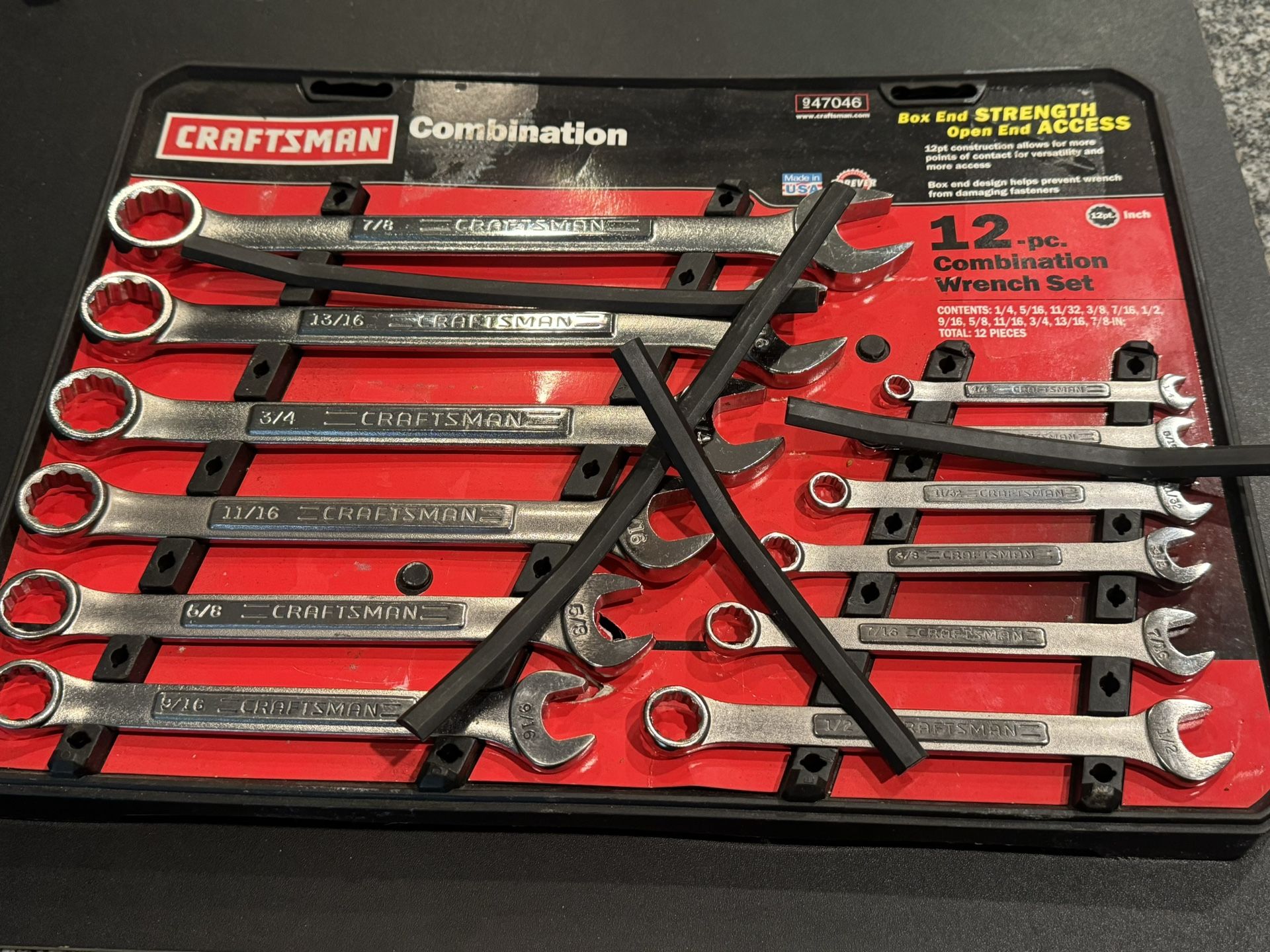 Craftsman USA Matching VɅ Series 12 Pc 12pt SAE Combination Wrench Set ...