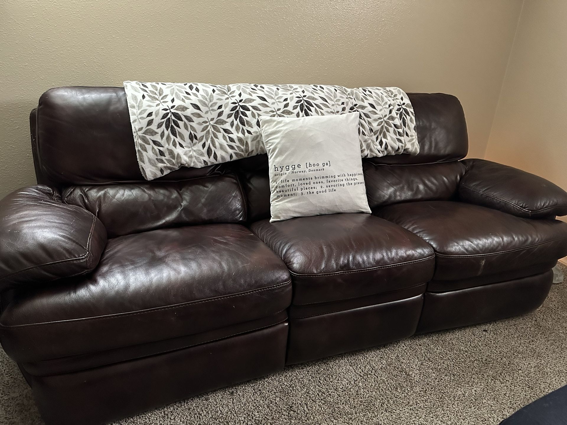 Brown Real Leather Couch for Sale in Tacoma, WA - OfferUp