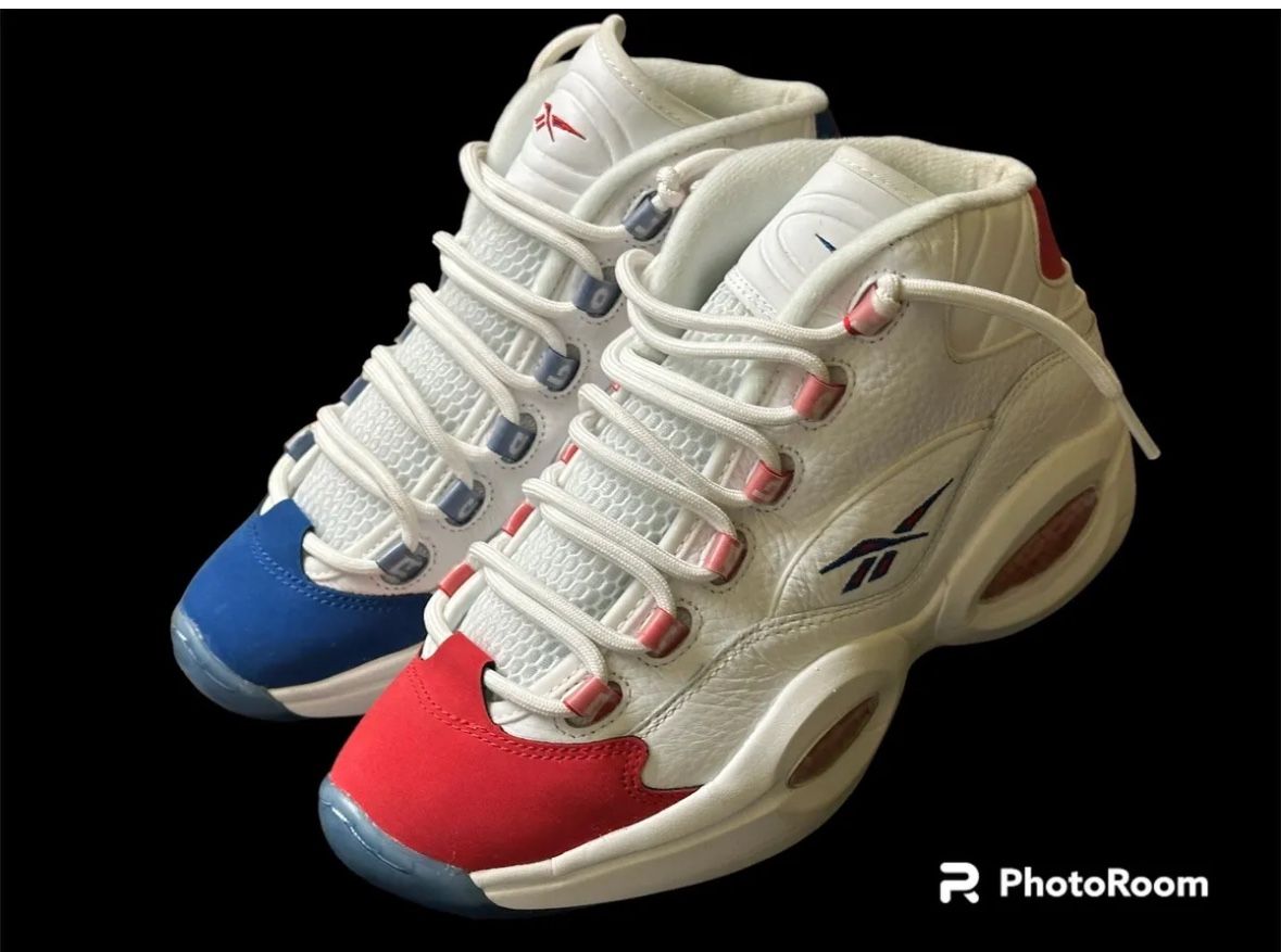 Allen Iverson Reebok Question Mid Double Cross 2019 Red Blue Size 6.5 ...