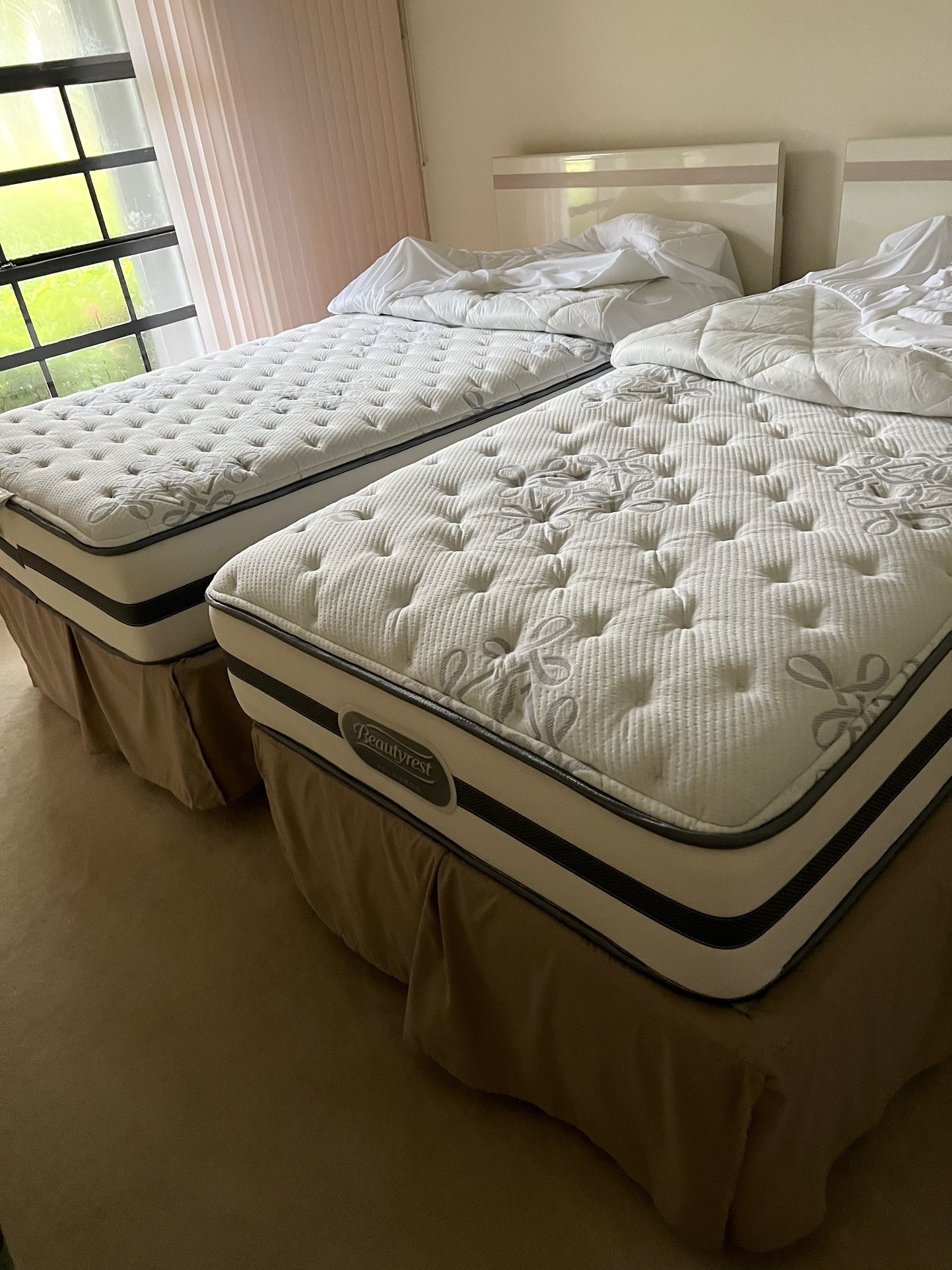 Two (2) Beautyrest Twin Size Size Mattresses, Box Spring/Foundation and ...