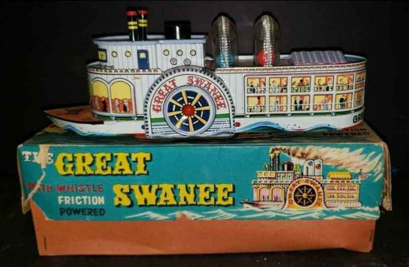 Vintage Nomura THE GREAT SWANEE Tin Friction Riverboat w/ Box - Japan ...