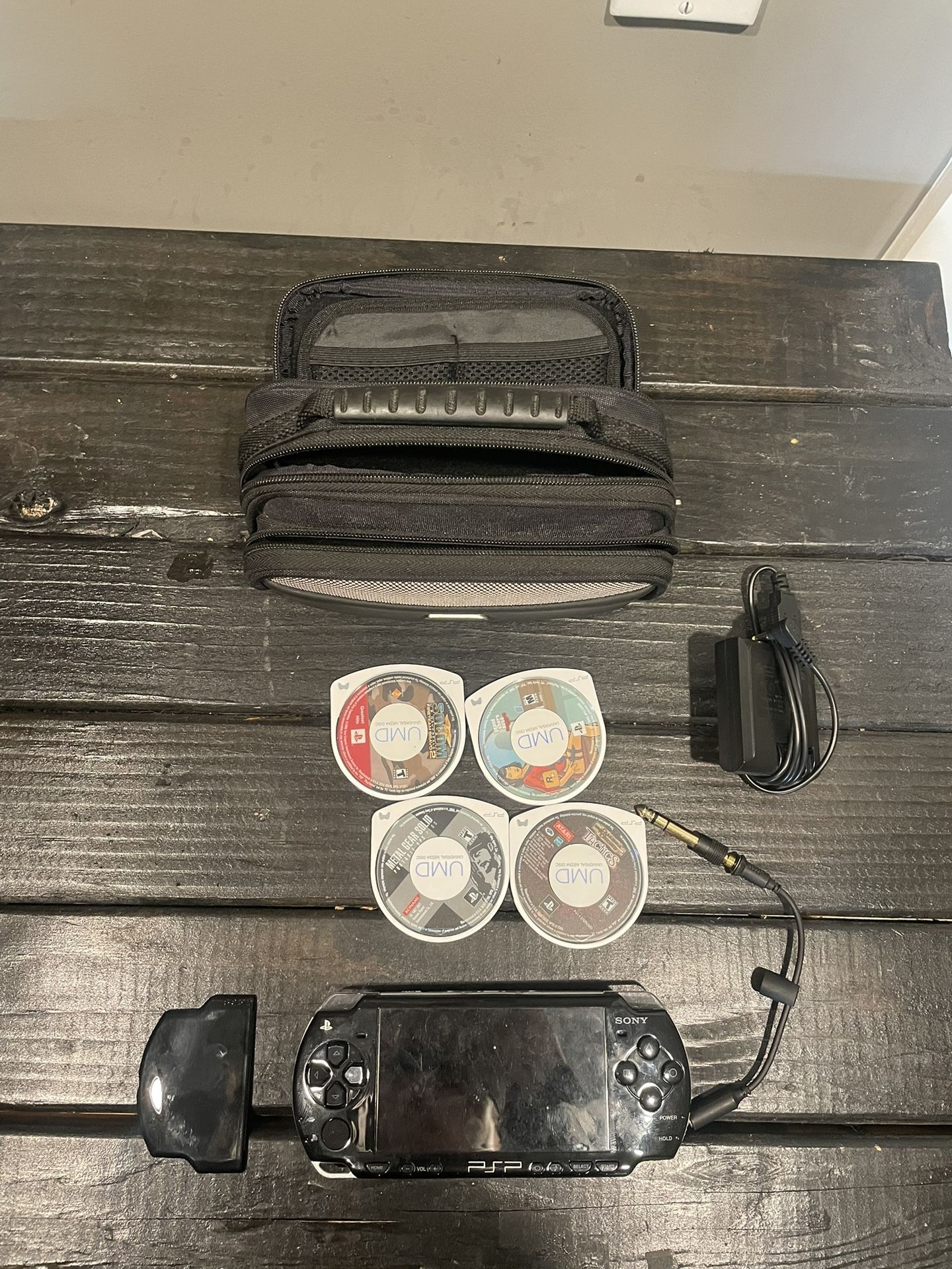 Sony PSP Black Console PSP-2001 + 4 Games, charger, Carrier Case for ...
