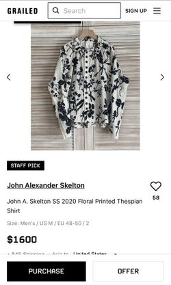 John Alexander Skelton Men's Shirt (edition of 60- Rare John Alexander Skelton Men's Shirt (edition of 60- Rare