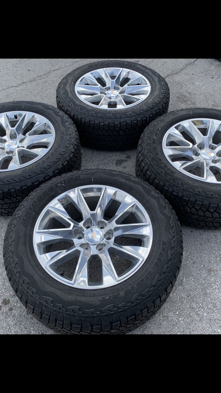 New 20” Chevy Silverado Rims and All Terrain Tires with 100% tread 6 Lug Wheels 2020 Take offs ...