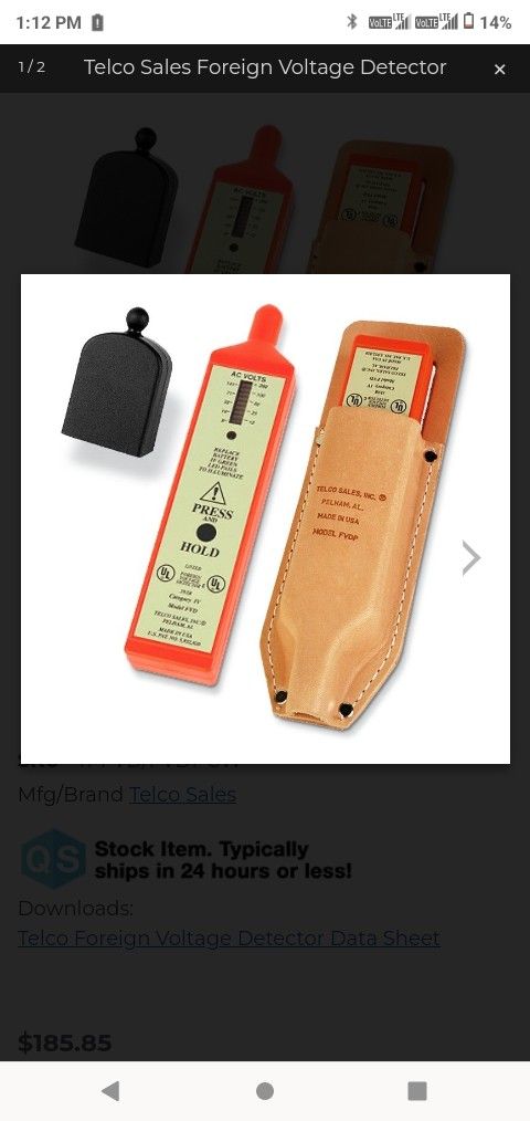 Telco Sales Foreign Voltage Detector With Carrying Pouch, Conductive ...