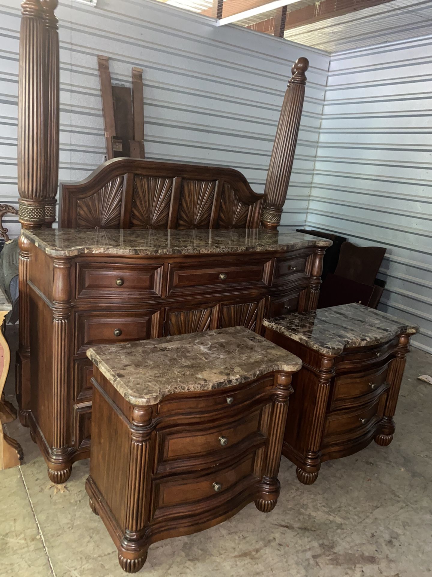 High end marble top bedroom set queen. for Sale in Alpharetta, GA - OfferUp