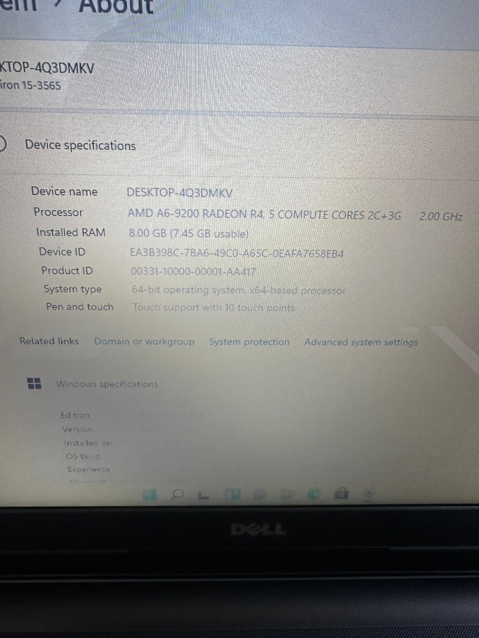 Dell Inspiron 15-3581 Laptop 15.6” AMD A6 Touchscreen, Windows 11 and ...
